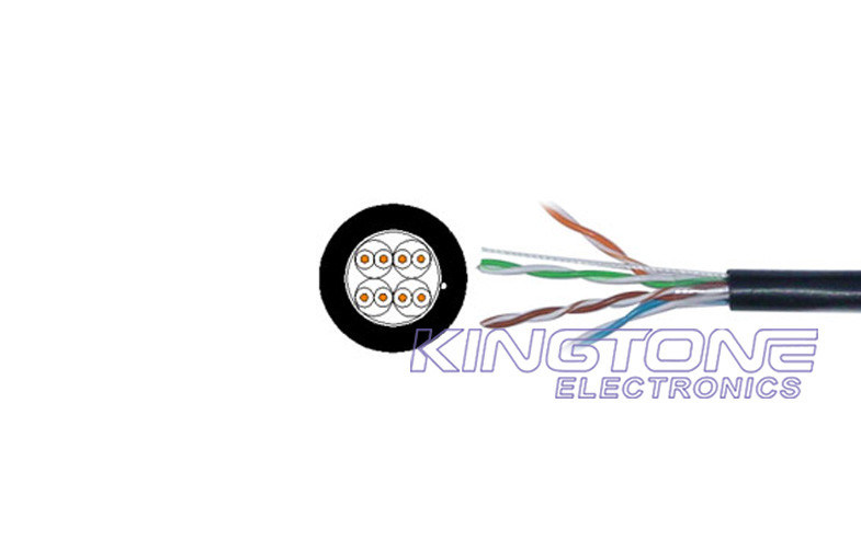 Outdoor PE Jacket UTP CAT5E Network Cable 4 Pairs 24 AWG Solid Bare Copper