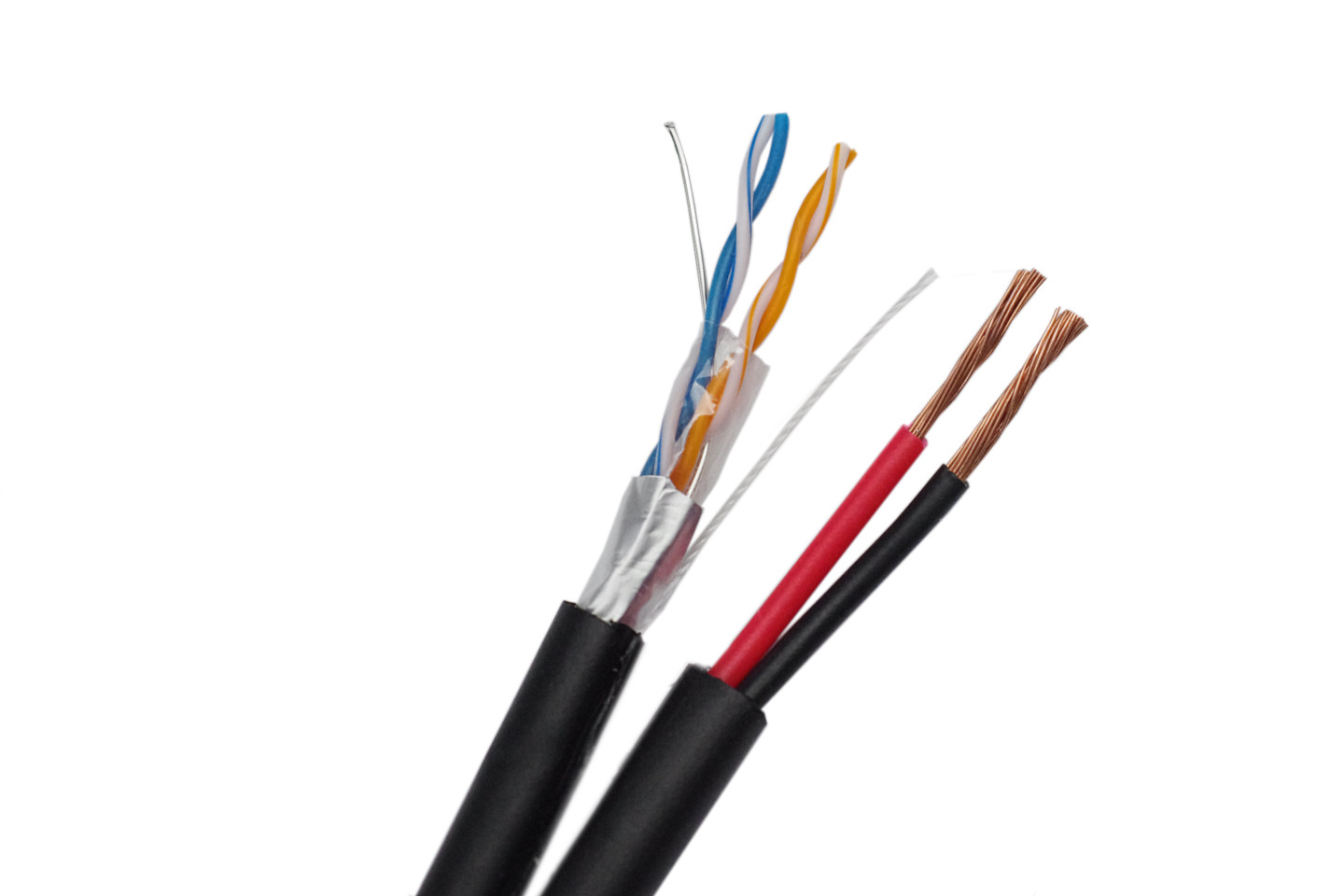 2 Pairs 24 AWG Copper FTP CAT5E Siamese IP Camera Cable UV-PE Jacket ...